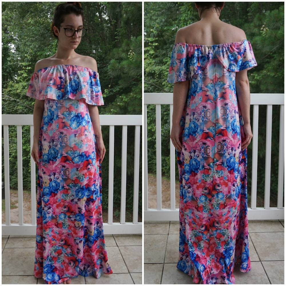Vtg Pastel Floral Maxi Dress - Gem